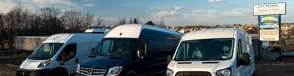 Work van rear cargo HVAC and heating system installations